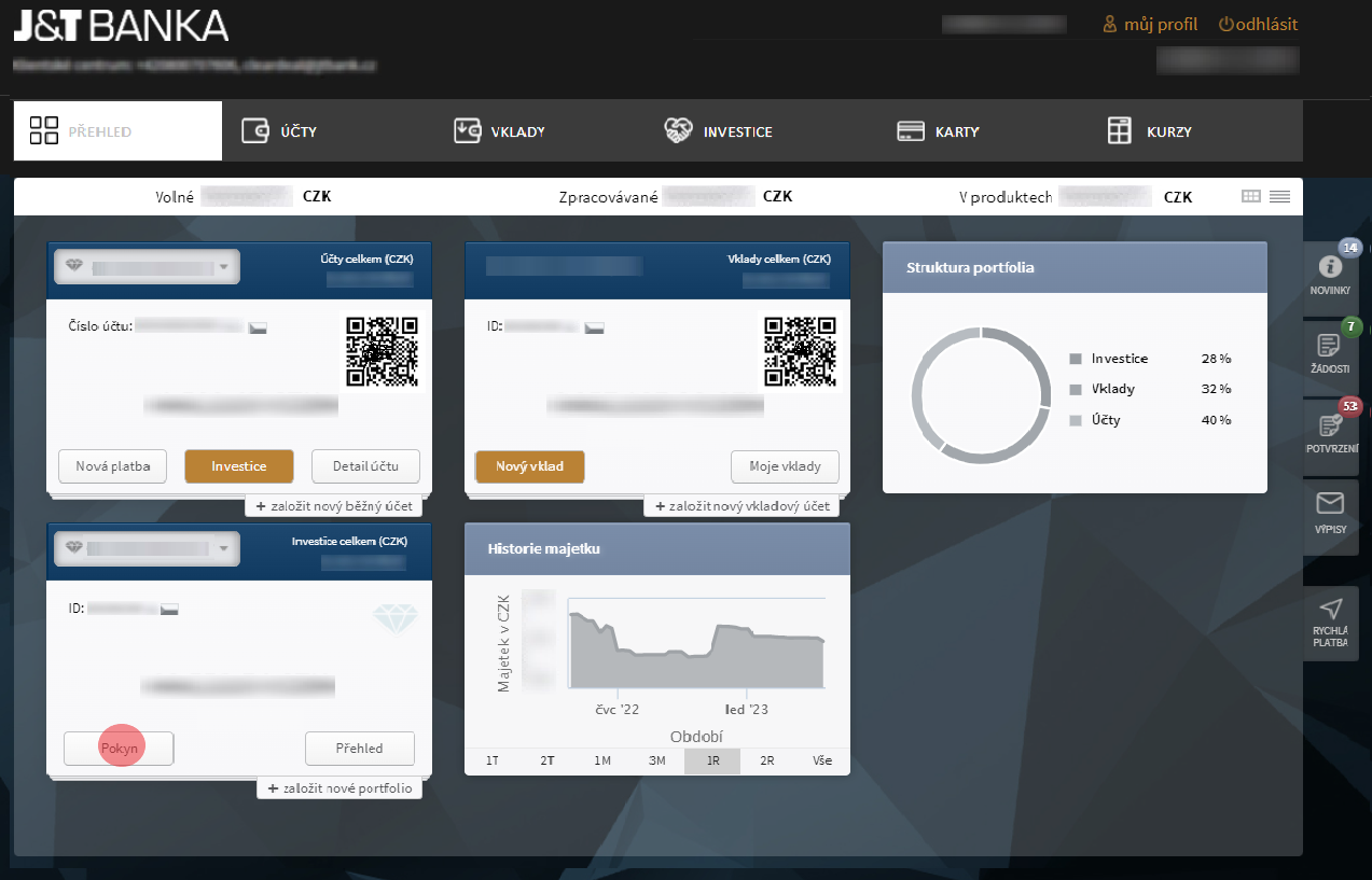 J&T Zlepšujeme internetové bankovnictví